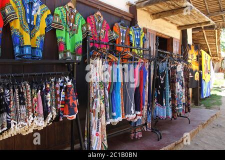 Traditional African clothes for sale, Ampangorinana Village, Nosy Komba ...