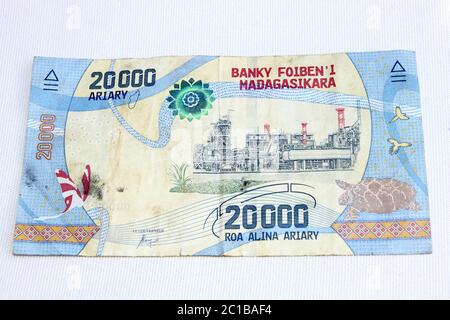 Madagascan currency note of 20000 Ariarys, Madagascar Stock Photo - Alamy