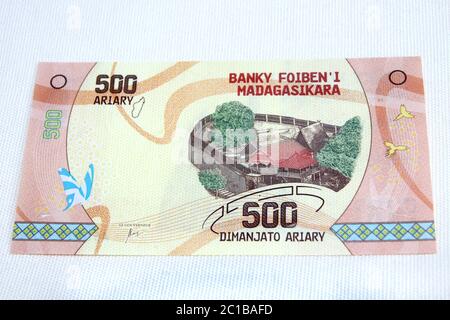 500 Malagasy ariary bank note of Madagascar. Malagasy ariary is the ...