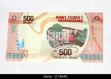 500 Malagasy ariary bank note of Madagascar. Malagasy ariary is the ...