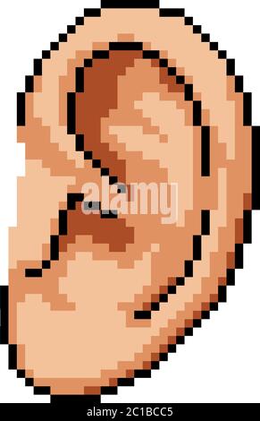 Human ear pixel art. 8 bit Part of body vector illustration Stock ...