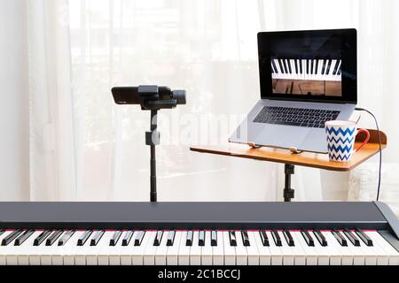 piano keyboard with setup Stock Photo - Alamy