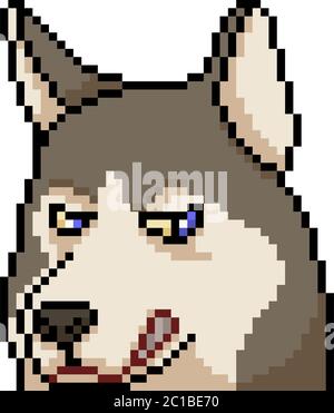 vector pixel art husky face expression isolated cartoon Stock Vector ...