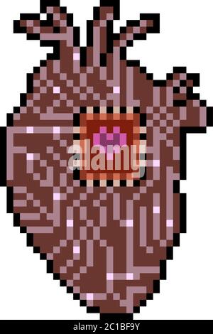 Heart human pixel art. Organ of man 8 bit. Vector illustration Stock ...