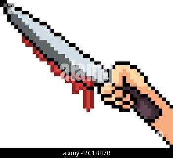 vector pixel art hand knife isolated cartoon Stock Vector Image & Art ...