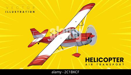 Helicopter - vector Rescue helicopter pop art style. Hand drawn comic ...