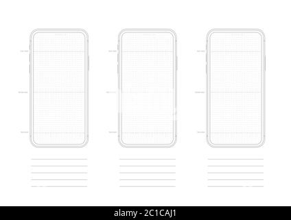Mobile Template Wireframe Mockup for App Design Stock Vector Image ...