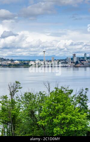 Fluffy clouds hover over Seattle, Washington Stock Photo - Alamy