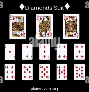 Playing cards of Diamond suit, isolated on white background - High ...
