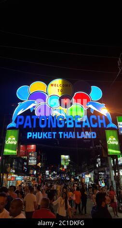 Bangla Road walking street by night in Patong. It is famous for its ...