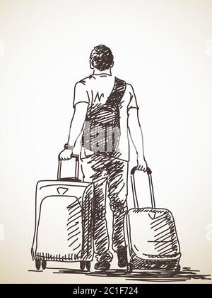 a man traveller sketch illustration Stock Vector Image & Art - Alamy
