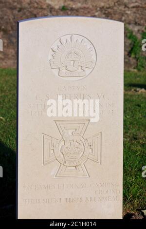 Grave of the Australian Victoria Cross recipient private Patrick Bugden ...