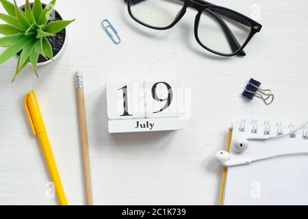 19th july nineteenth day month calendar concept on wooden blocks with ...