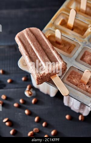 Homemade ice lolly with coffee beans Stock Photo - Alamy