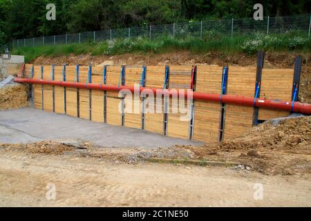 Sewer pipe in the inlet of a sewage treatment plant was laid for ...