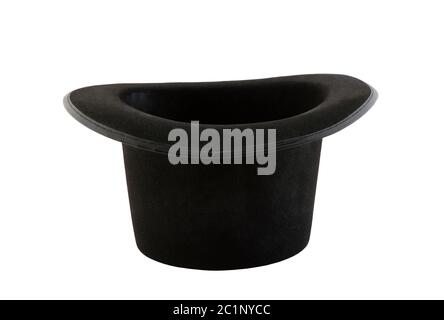 Black inverted top hat isolated on white background Stock Photo - Alamy