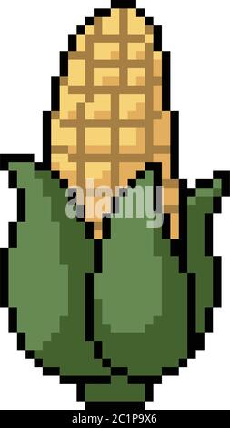 Pixel art icon. Pixel art corn icon. Cute pixel corn. Vegetables vector ...