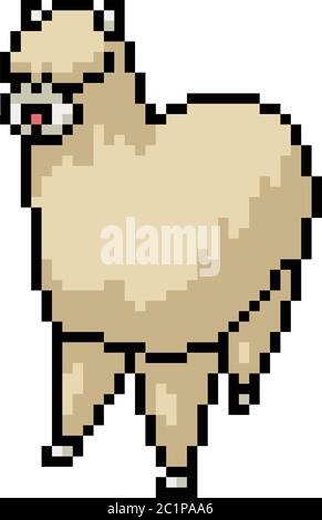vector pixel art alpaca isolated cartoon Stock Vector Image & Art - Alamy