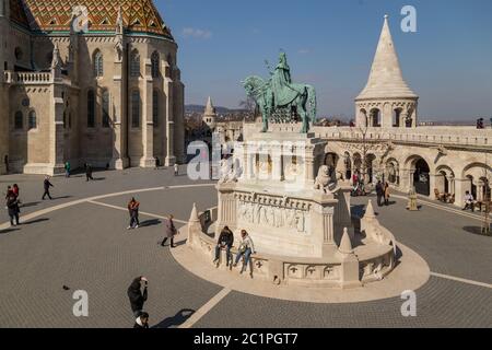 Mounted statue of Saint Stephen I, aka Szent Istvan kiraly - the first ...