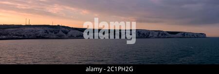 White cliffs of Dover during sunset - Dover, United Kingdom Stock Photo ...