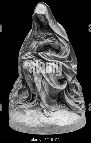Statue of woman on tomb as a symbol of depression pain and sorrow Stock ...