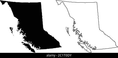 Simple map of British Columbia, province of Canada with outlines of ...