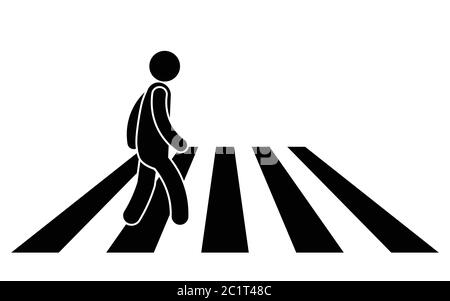 Stick man road sign. Black walking and running human figures ...