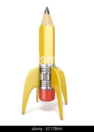 Illustration Pencil Rocket Icon Stock Photo - Alamy