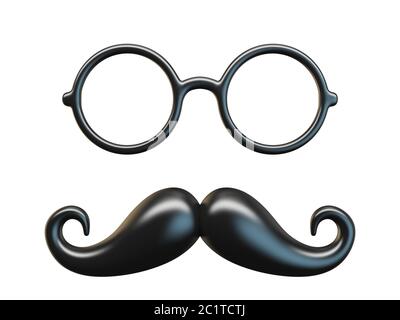 Black mustache and glasses 3D rendering Stock Photo - Alamy