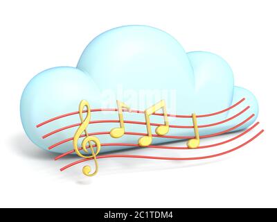 Musical Notes Symbol Shape Cloud in the Blue Sky with Copyspace Stock ...