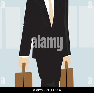 Professional Businessman Walking with Briefcase Silhouette Vector ...