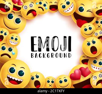 Smiley emoji background vector template. Emoji background text in white ...