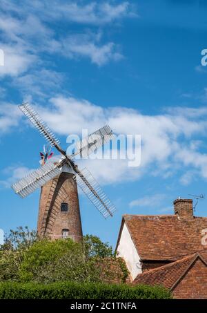 The historic windmill at Quainton in Buckinghamshire with the sails ...
