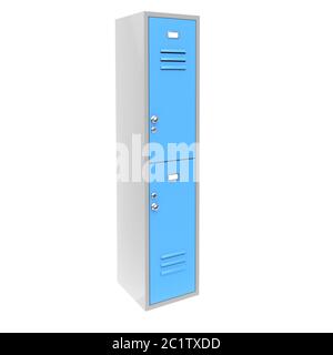 Metal lockers. Two level compartment. 3d rendering illustration ...