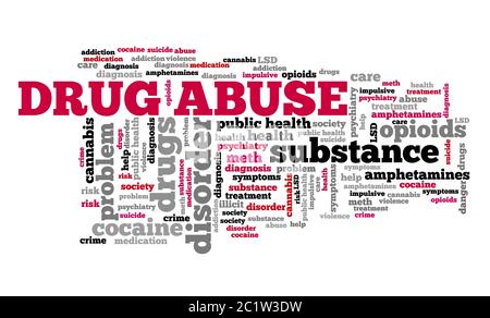 Drug abuse word cloud collage. Drug addiction concepts text cloud Stock ...