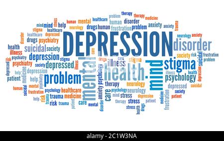 Depression concepts word cloud. Mental health keywords illustration ...