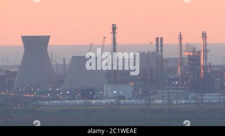 Collapsed cooling tower of the oil refinery in Haifa Israel Stock Photo ...