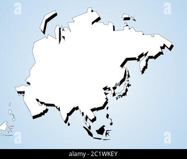 Asia. Simple vector map. Continent shape. Outline regions style. Border ...