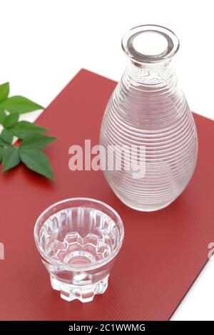 Sake serving set on a white background Stock Photo - Alamy