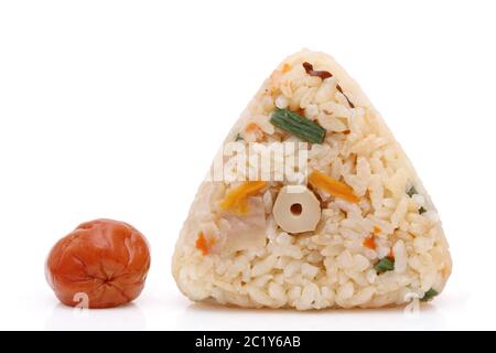 Isolated Onigiri or Japanese Rice Triangle on white background, Cute ...