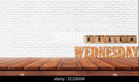 hello wednesday alphabet letters on wooden background Stock Photo - Alamy