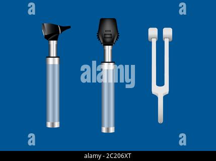 Set Of Neurological Examination Instruments Including Reflex Hammer