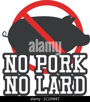 no pork no lard sticker icon isolated on white background, vector ...