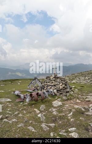 Memorial and wreckage of WW2 Halifax bomber on Great Carr in the Lake ...