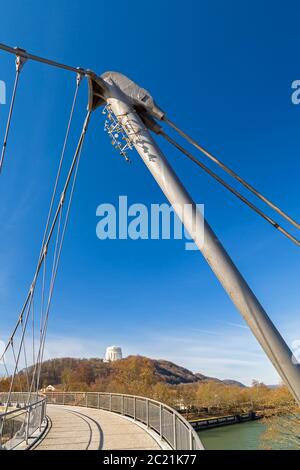Pedestrian bridge, Torhausplatz, Main-Danube Canal, bridge, cable ...