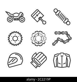 Motorcycle battery icon outline vector. Motor part. Bike engine Stock ...
