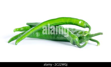 Fresh bitter green peppers isolated on white background Stock Photo - Alamy