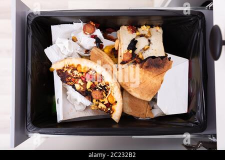 overhead view of inside rubbish bin Stock Photo - Alamy