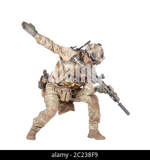 infantryman fire assault rifle isolated on white background Stock Photo ...