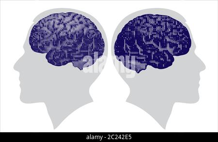 stylized brain, consisting of binary code in color Stock Vector Image ...
